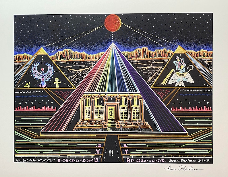 Ancient Egypt Pyramids Isis Osiris Light Language Egyptian Art Signed ...
