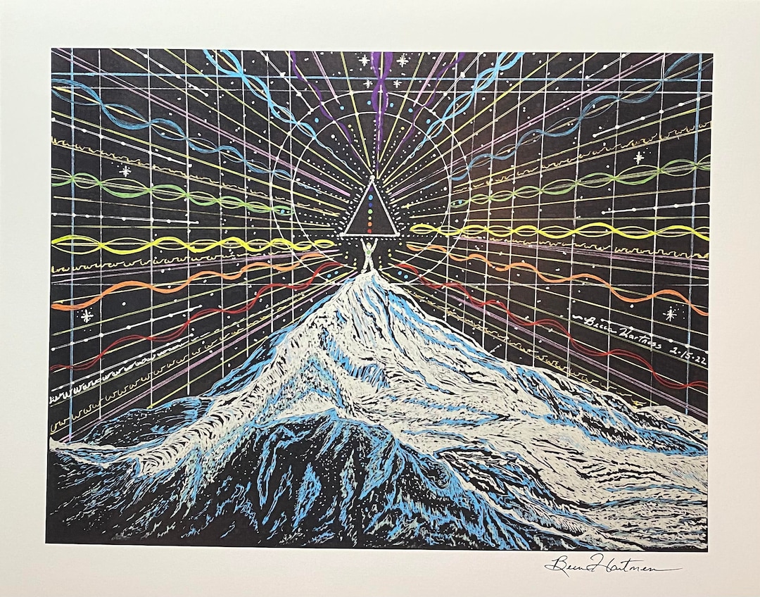 Mount Shasta Drawing Light Language Art Activation Signed Print 11 X 14 ...