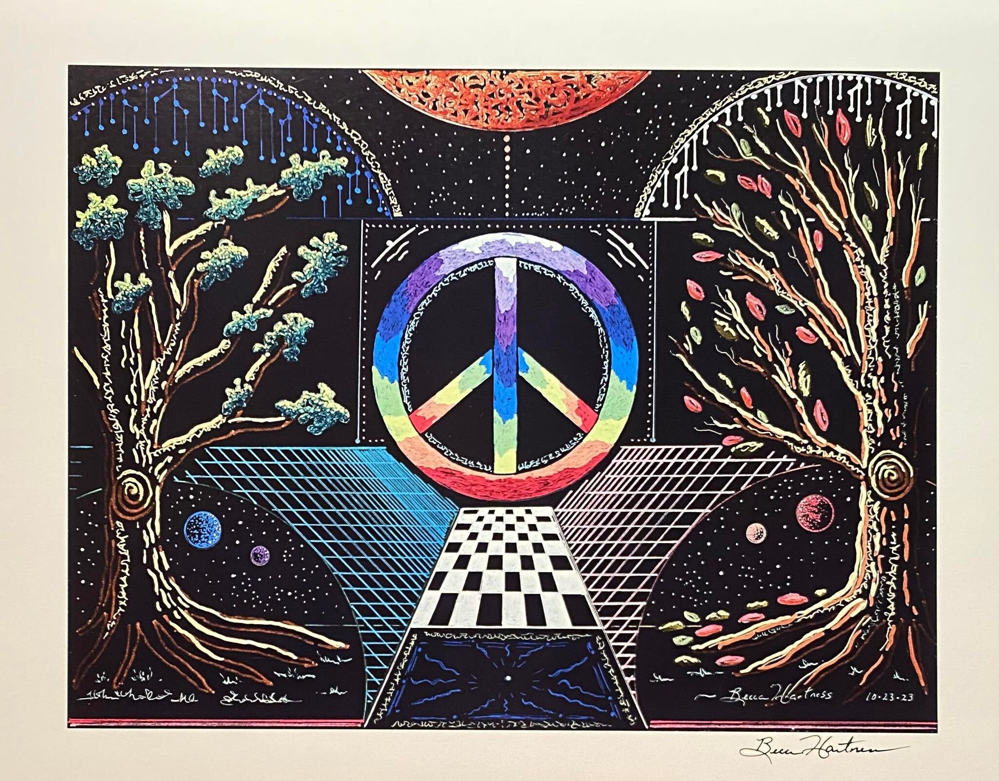 Peace Sign Symbol Wall Art Light Language Activation Equinox Signed ...