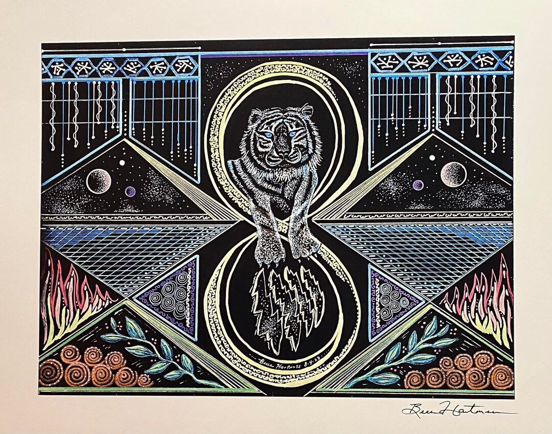 White Tiger Infinity Light Language Activation Drawing Signed Print 11 ...