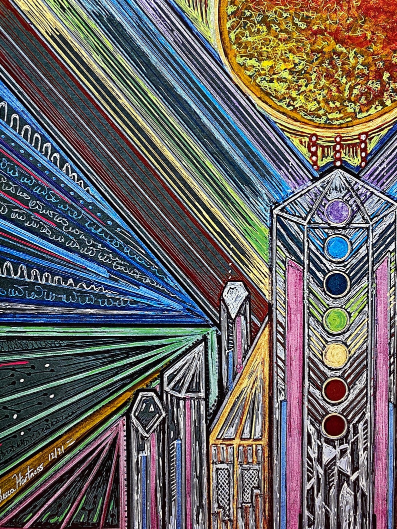 Chakra Wall Art Crystal Temple Light Language Art Signed Print 11 X 14 ...