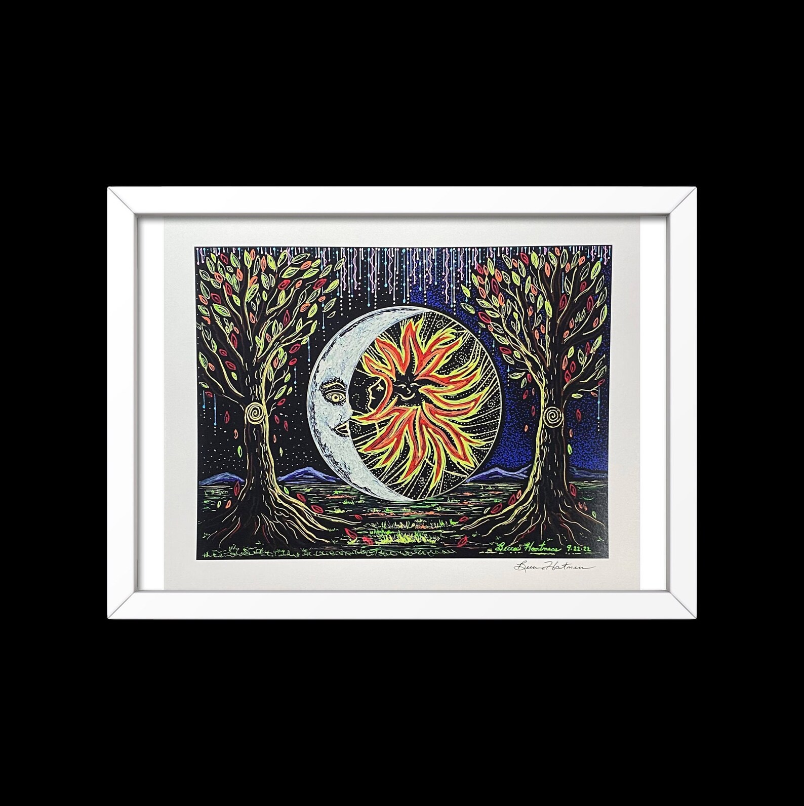 Sun and Moon Autumn Wall Art Light Language Activation Equinox Signed ...