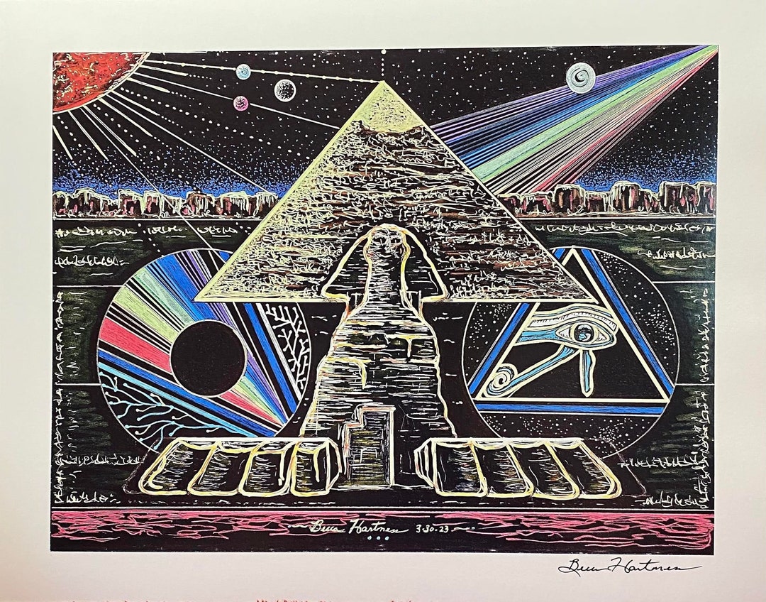 Ancient Egypt Pyramids Great Sphinx Light Language Egyptian Art Signed ...