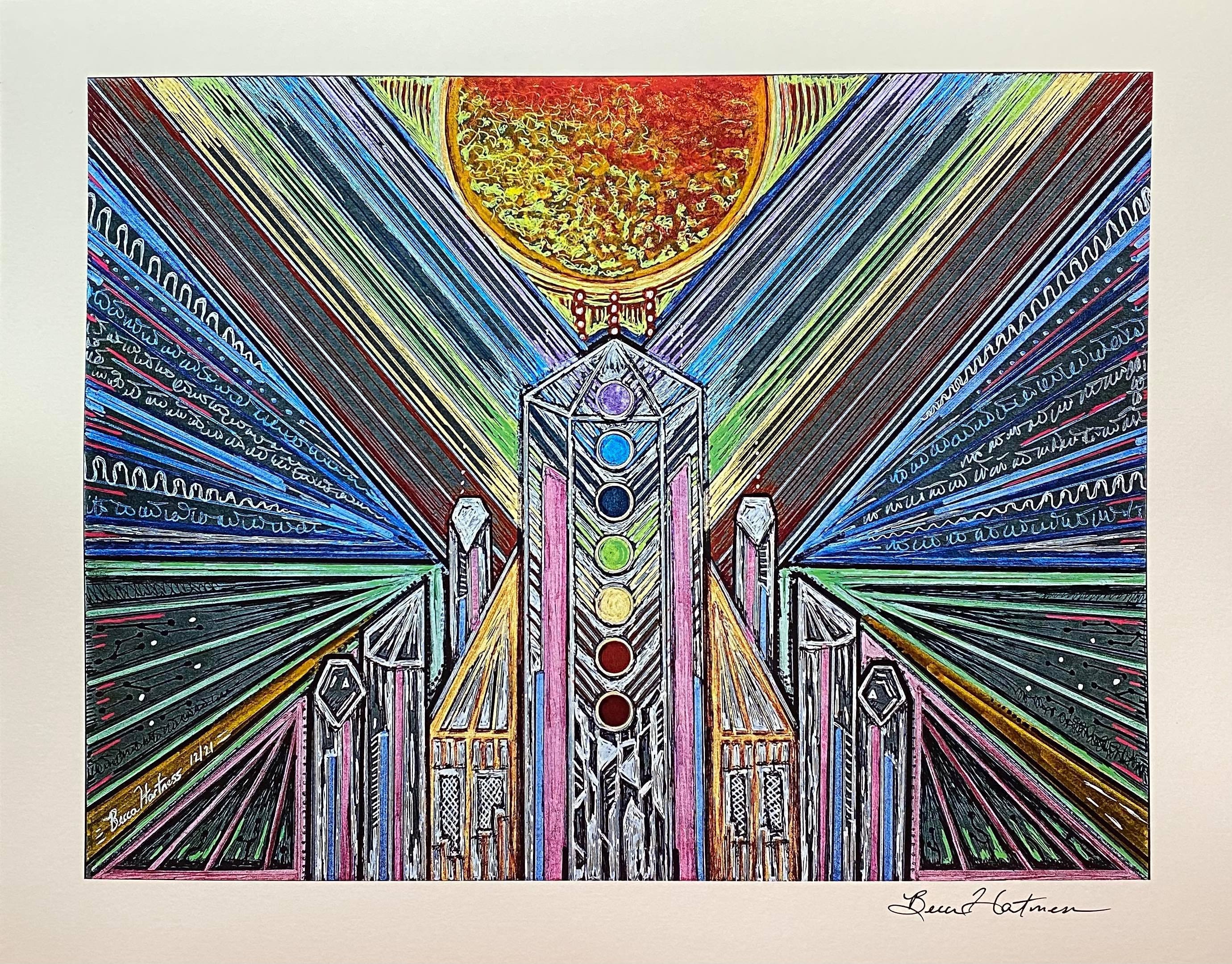 Chakra Wall Art Crystal Temple Light Language Art Signed Print 11 X 14 ...