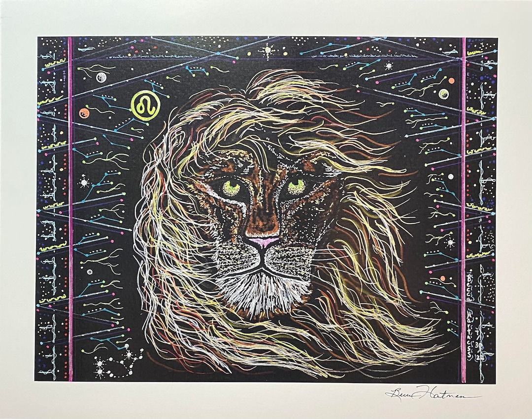 Lion's Gate Leo Lion Activation Drawing Light Language Art Signed Print ...