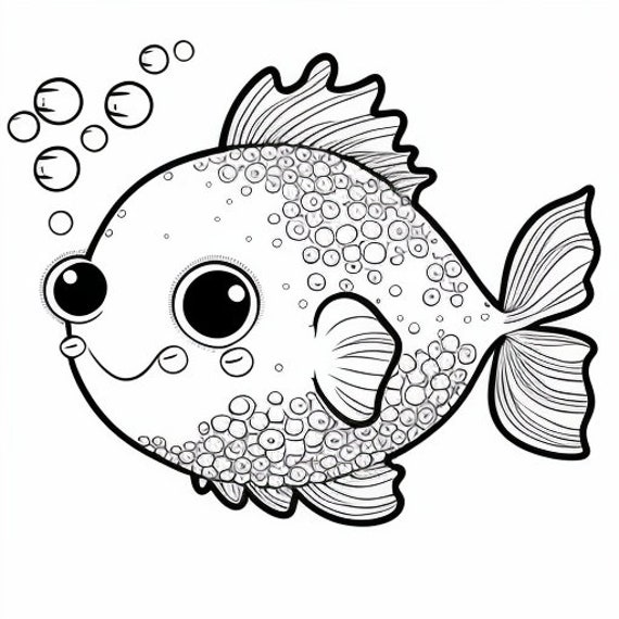 Cute Baby Cartoon Fish Coloring Pages