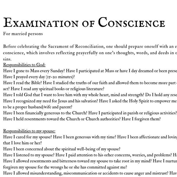 Examination of Conscience - Etsy