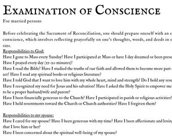 Examination of Conscience for Single Persons - Etsy