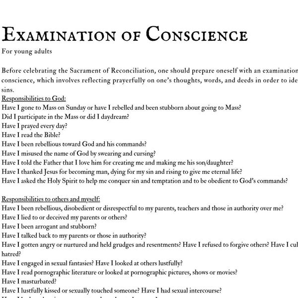 Examination of Conscience - Etsy