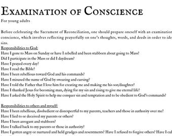 Examination of Conscience for Teens Catholic Girls Retreat Confession ...