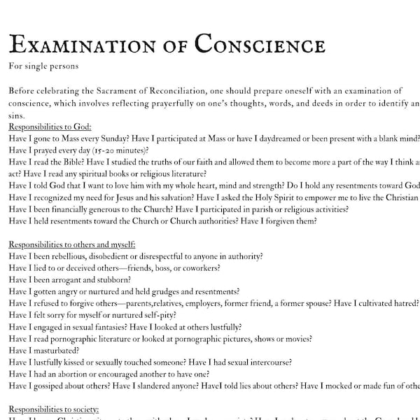 Examination of Conscience - Etsy