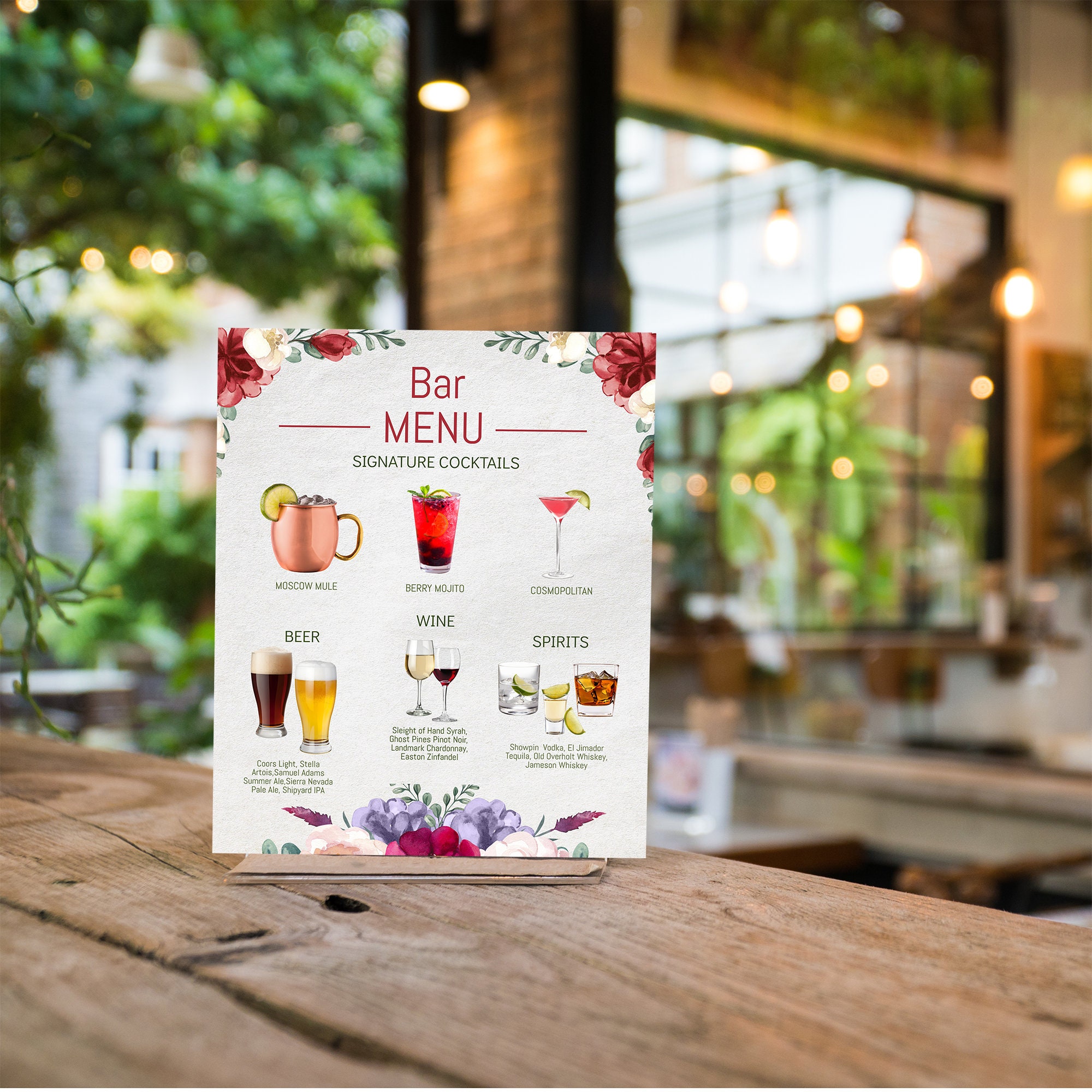 Bar Menu Template, Modern Editable Drink Menu Template, Minimalist ...