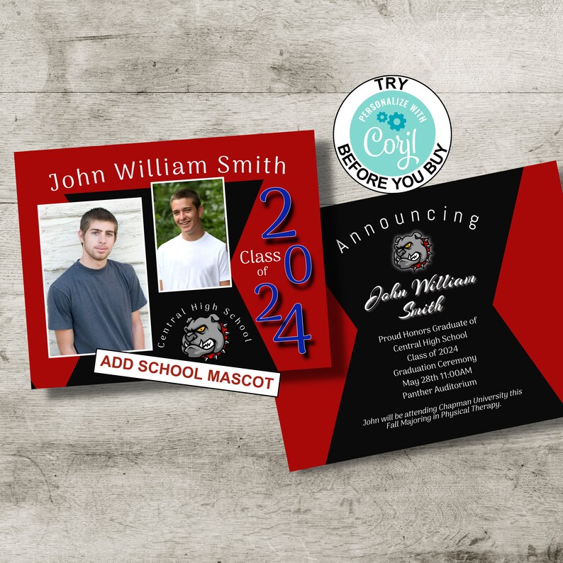 Downloadable Graduation Announcement, Graduation, Class of 2024 ...