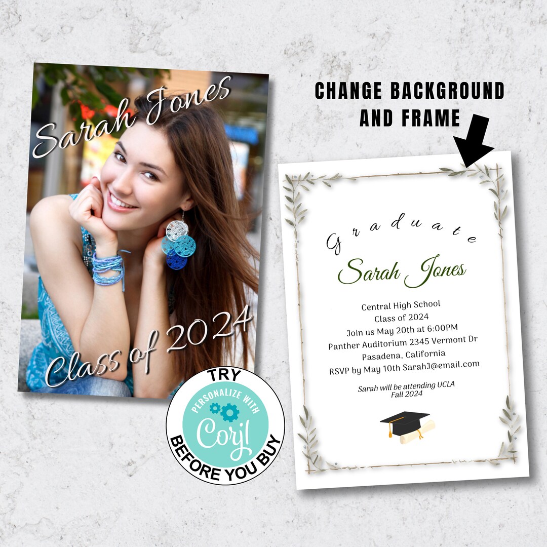 Graduation Announcement 2024, Graduation, Class of 2024, Minimalist ...