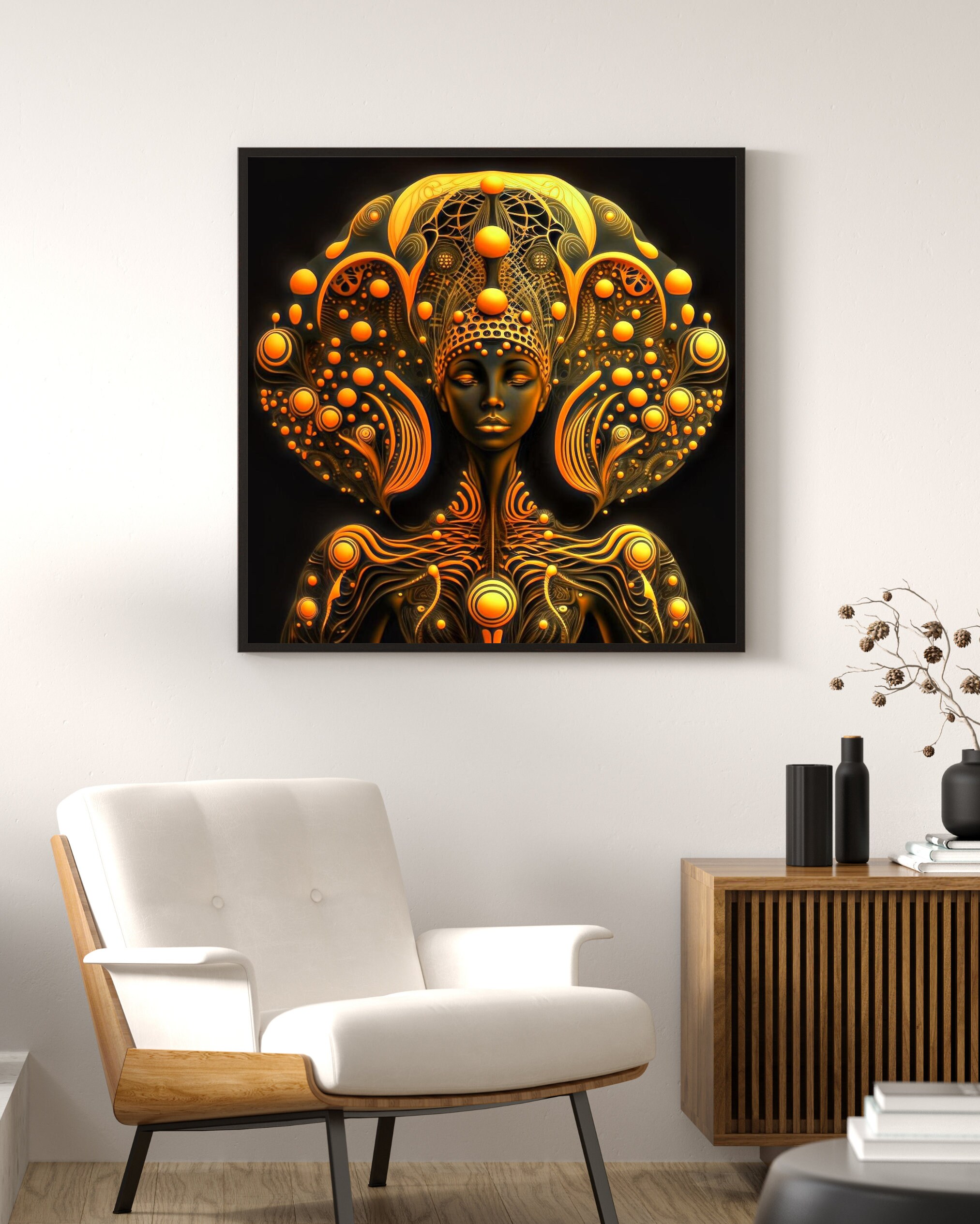 Cyber Cosmic Women Digital Art Download Orange and Black - Etsy