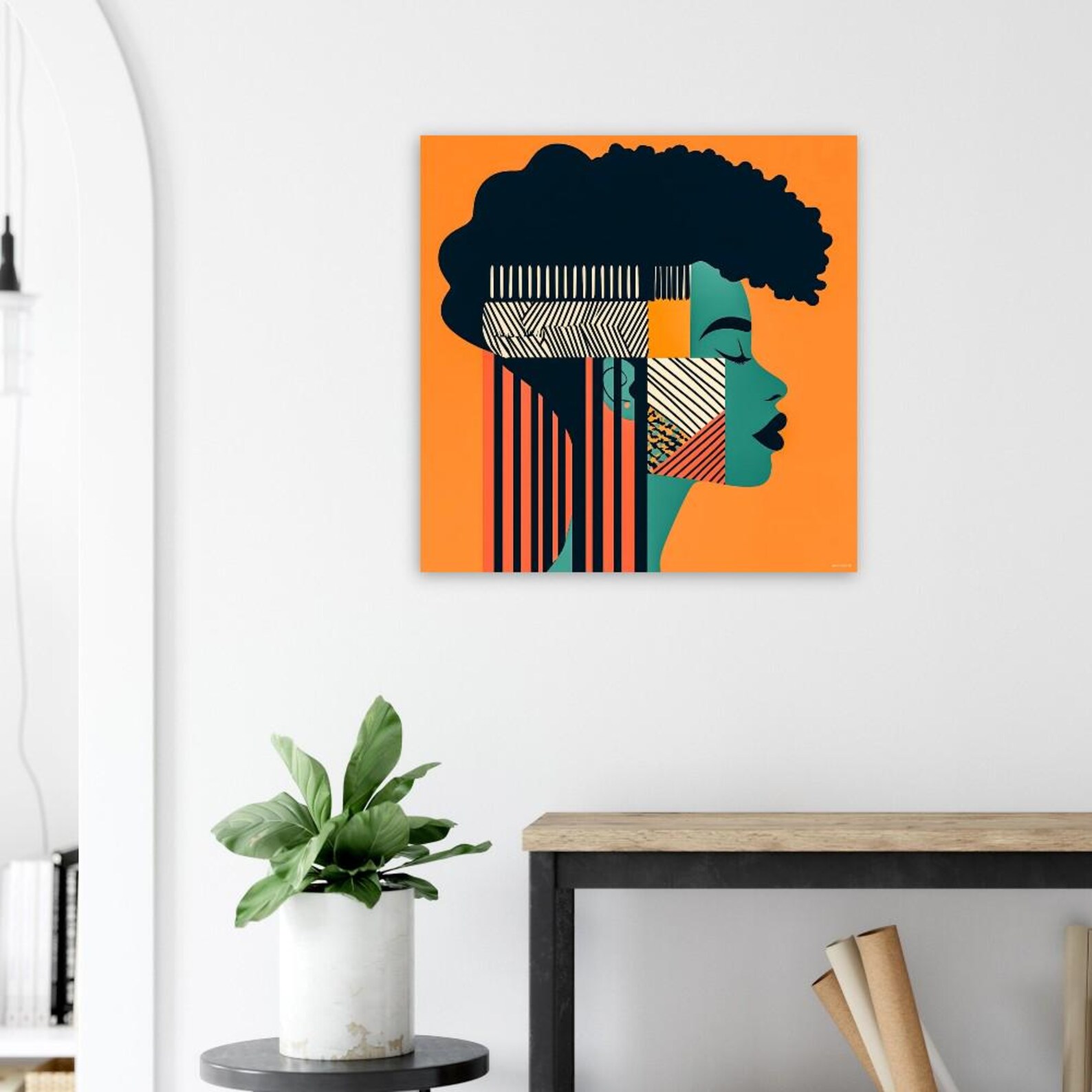 Afrocentric Black Woman Art Print: Bold Colors, Afro Comb - Etsy