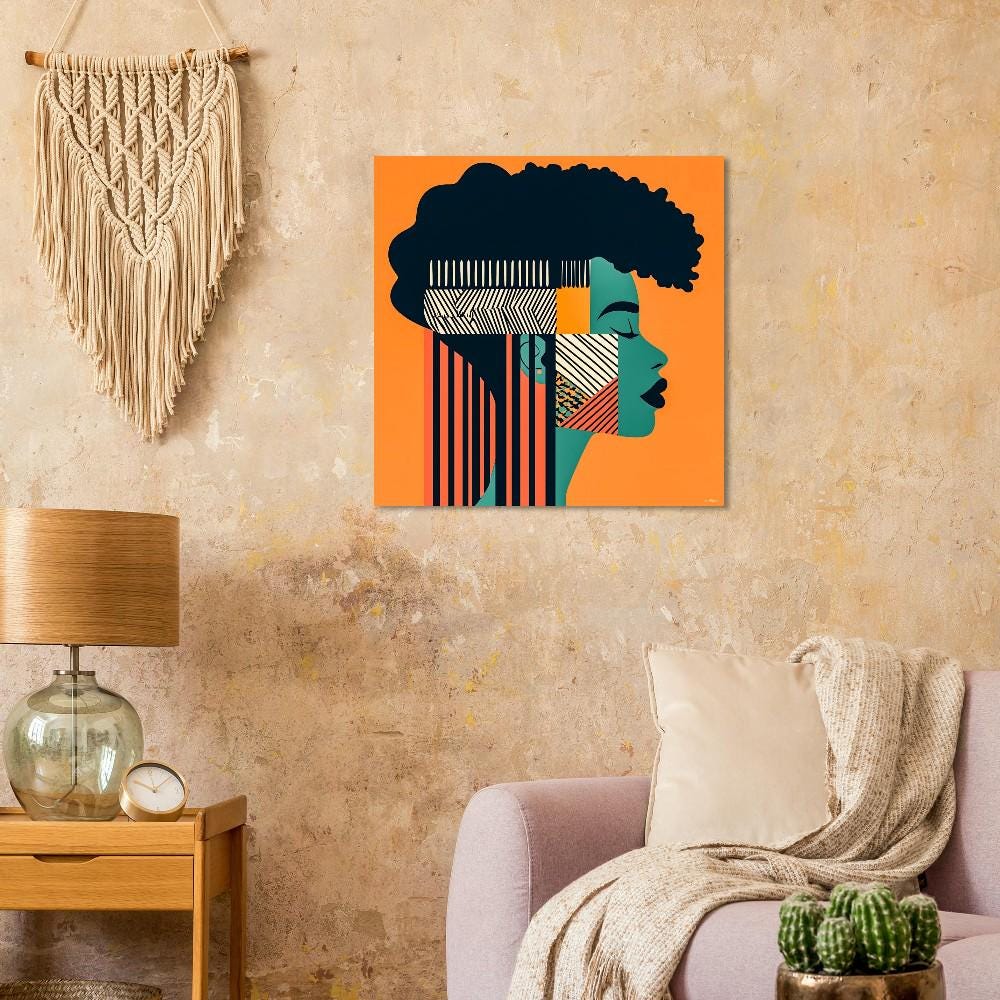 Afrocentric Black Woman Art Print: Bold Colors, Afro Comb - Etsy