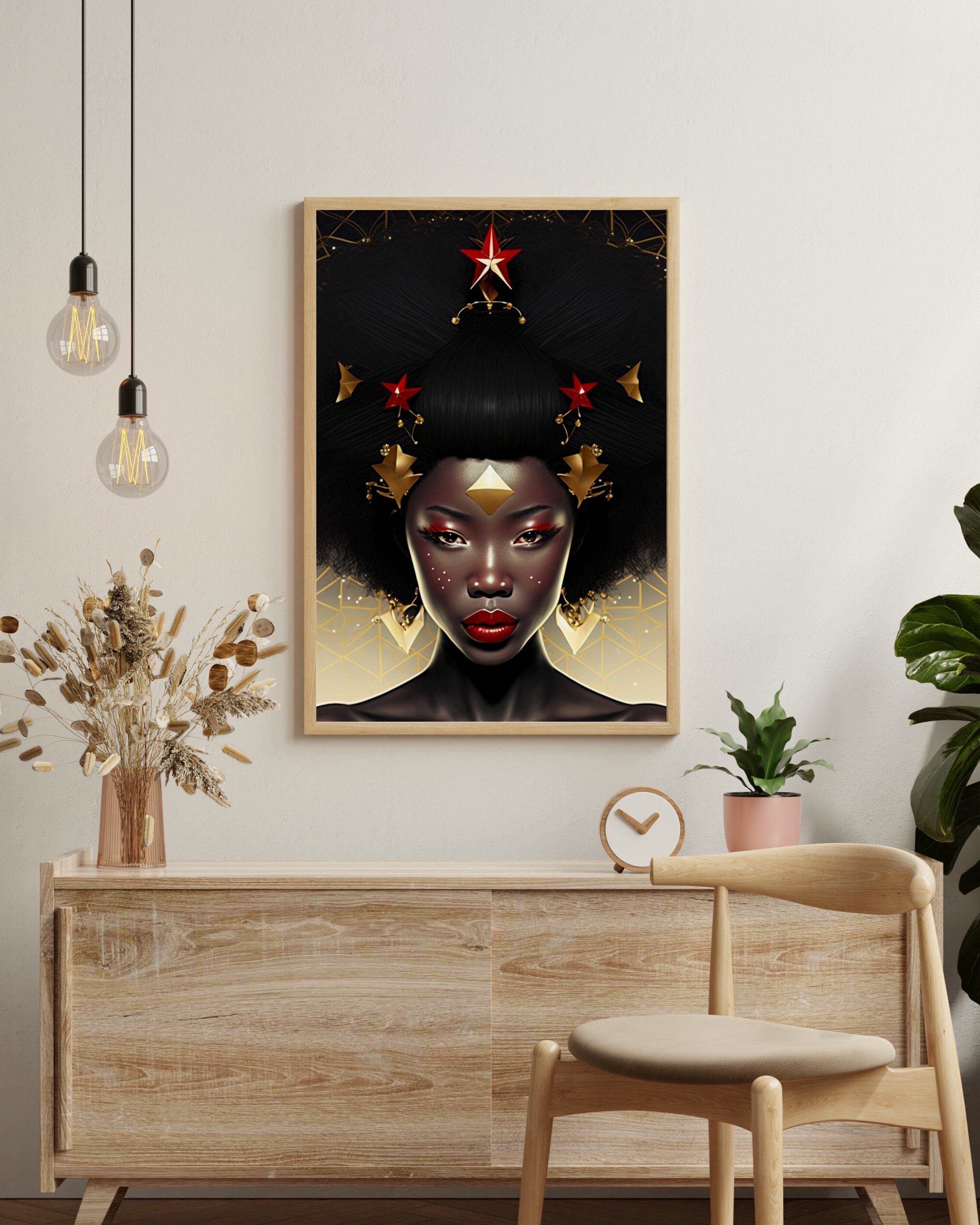 Red Star Afro Geisha ... Digital Download Wall Art Digital Art Print ...
