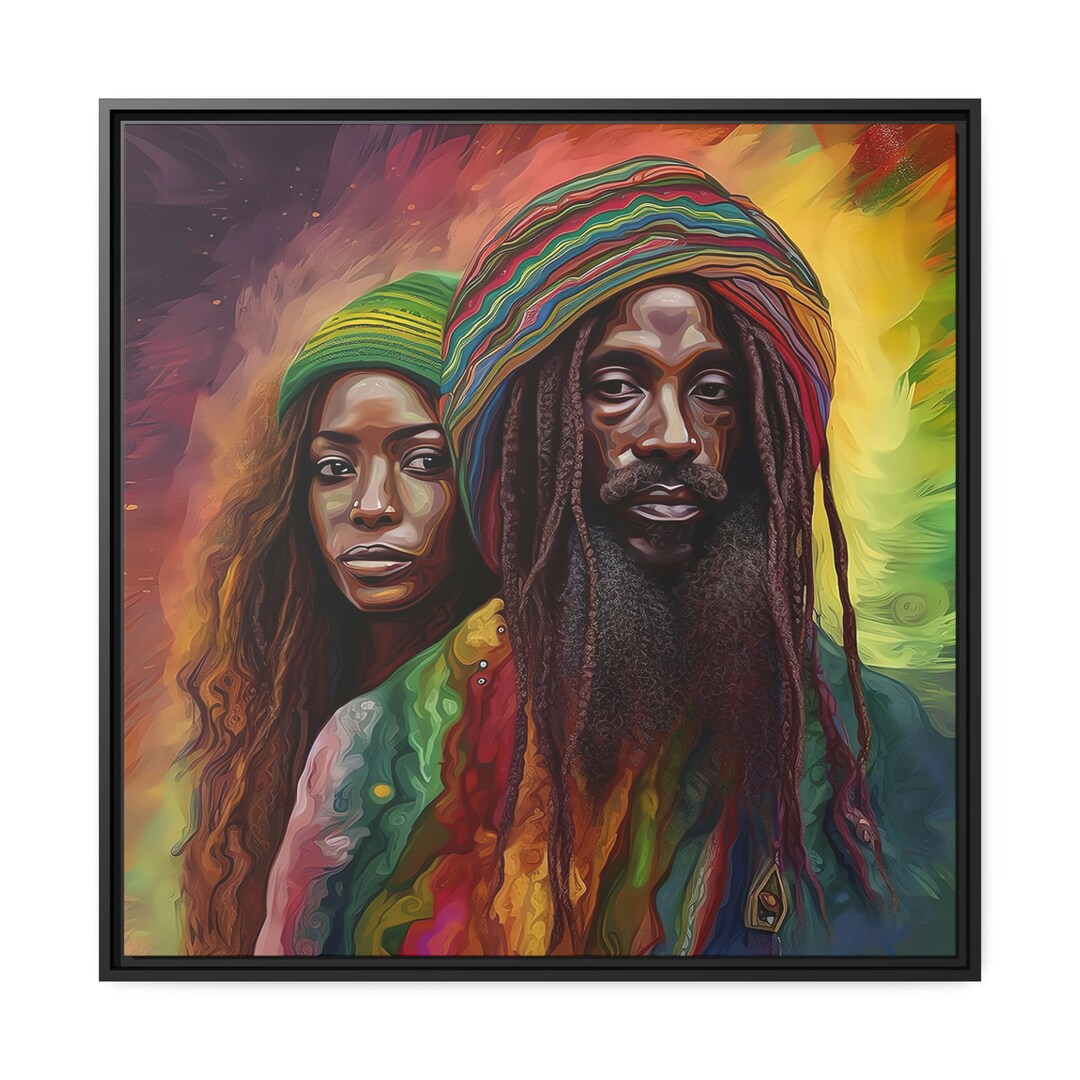 Rasta Couple Canvas Print in Red Yellow Green - Matte Canvas, Black ...