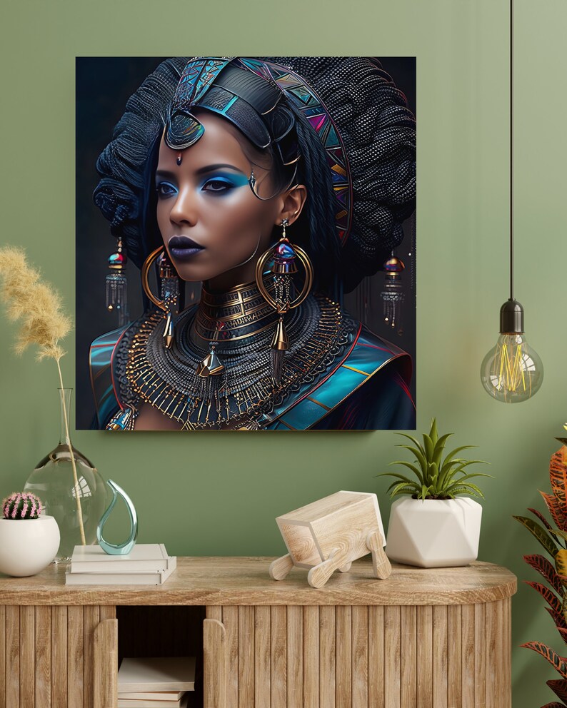 Princesa.. Digital Art Print Ai Art Wall Art Afro futurismo Black Art ...