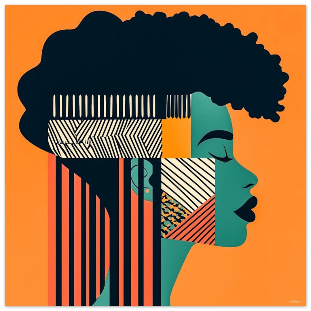 Afrocentric Woman Poster With Bold Colors and Afro Comb Vibrant Wall ...