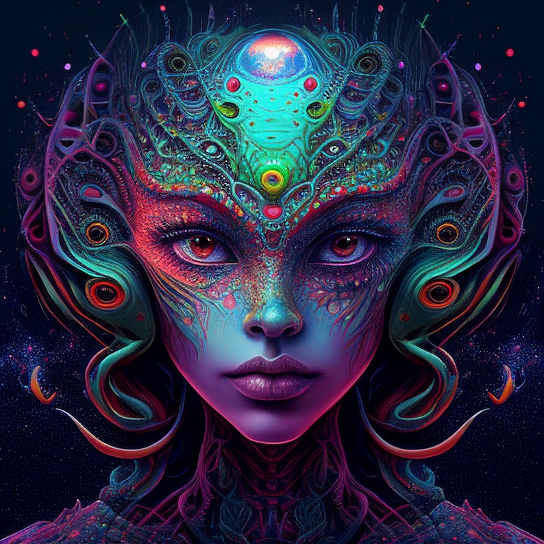 Psychedelic Purple Alien Women Portrait - Ai Art - Digital Download ...