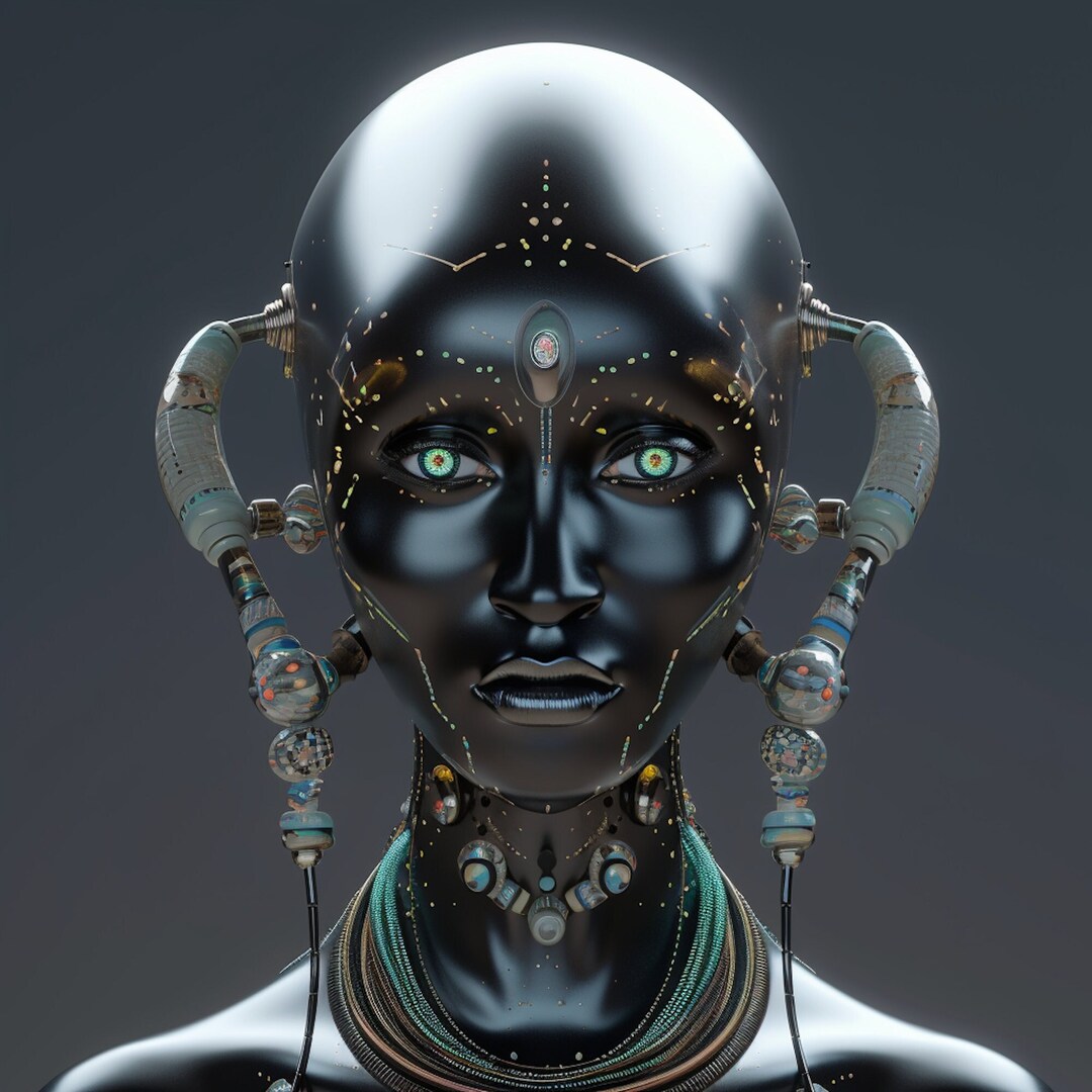 Unique Digital Artwork Black Porcelain Cyber Alien With Vibrant Eyes - Etsy