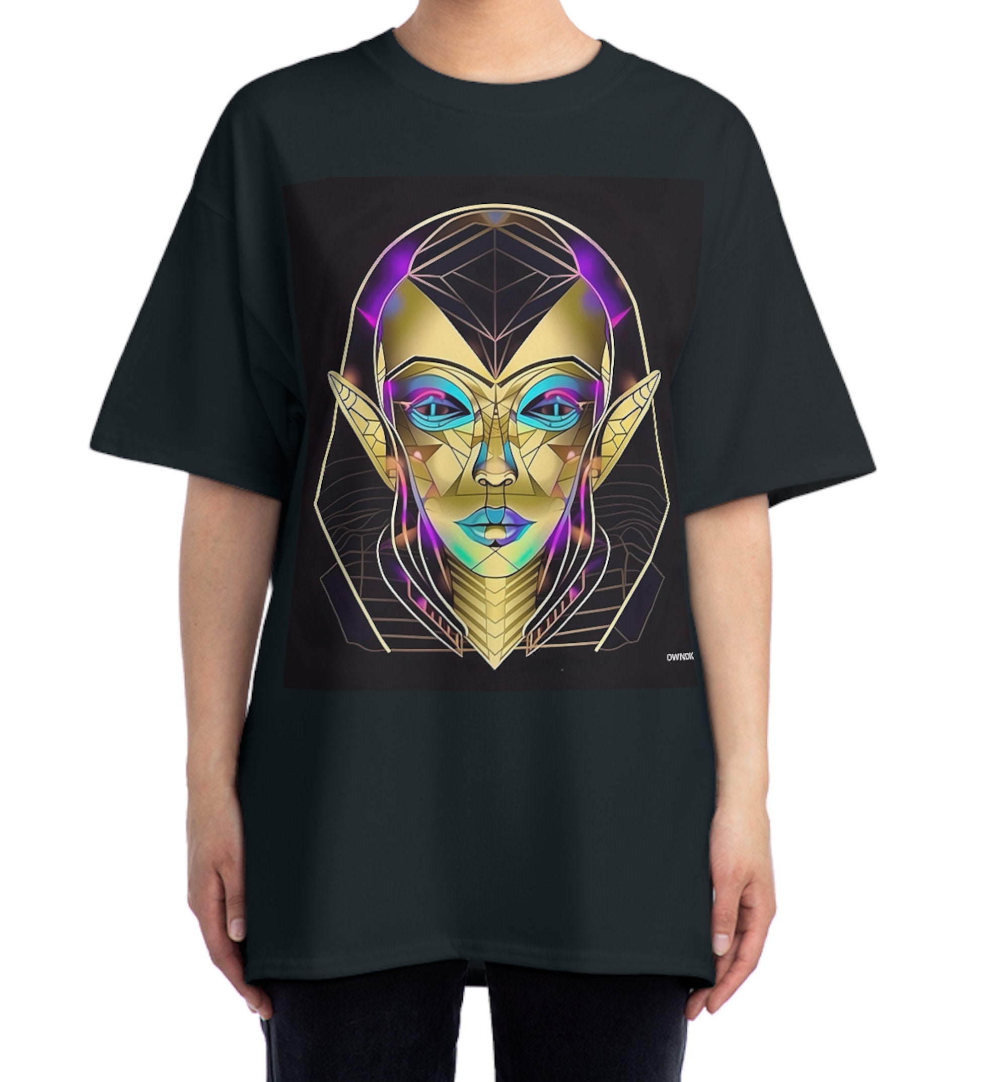 Retro Geometric Alien Cyber Art Digital Download Retro Art Space Art Ai ...