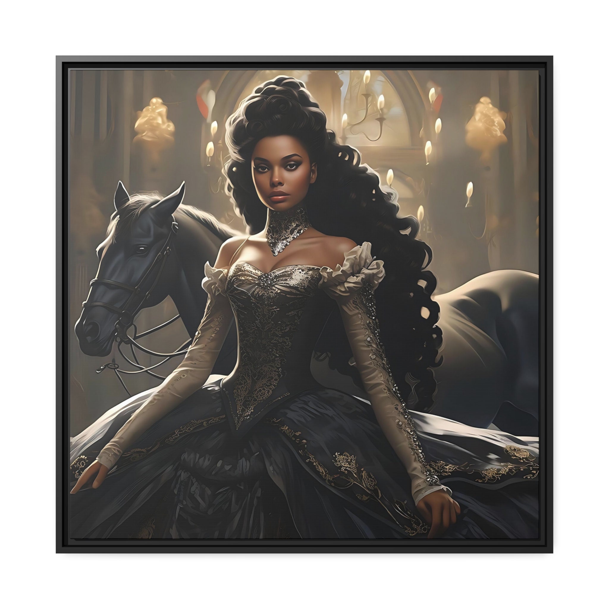 Enchanting Digital Canvas Print of a Beautiful Black Princess With Her ...