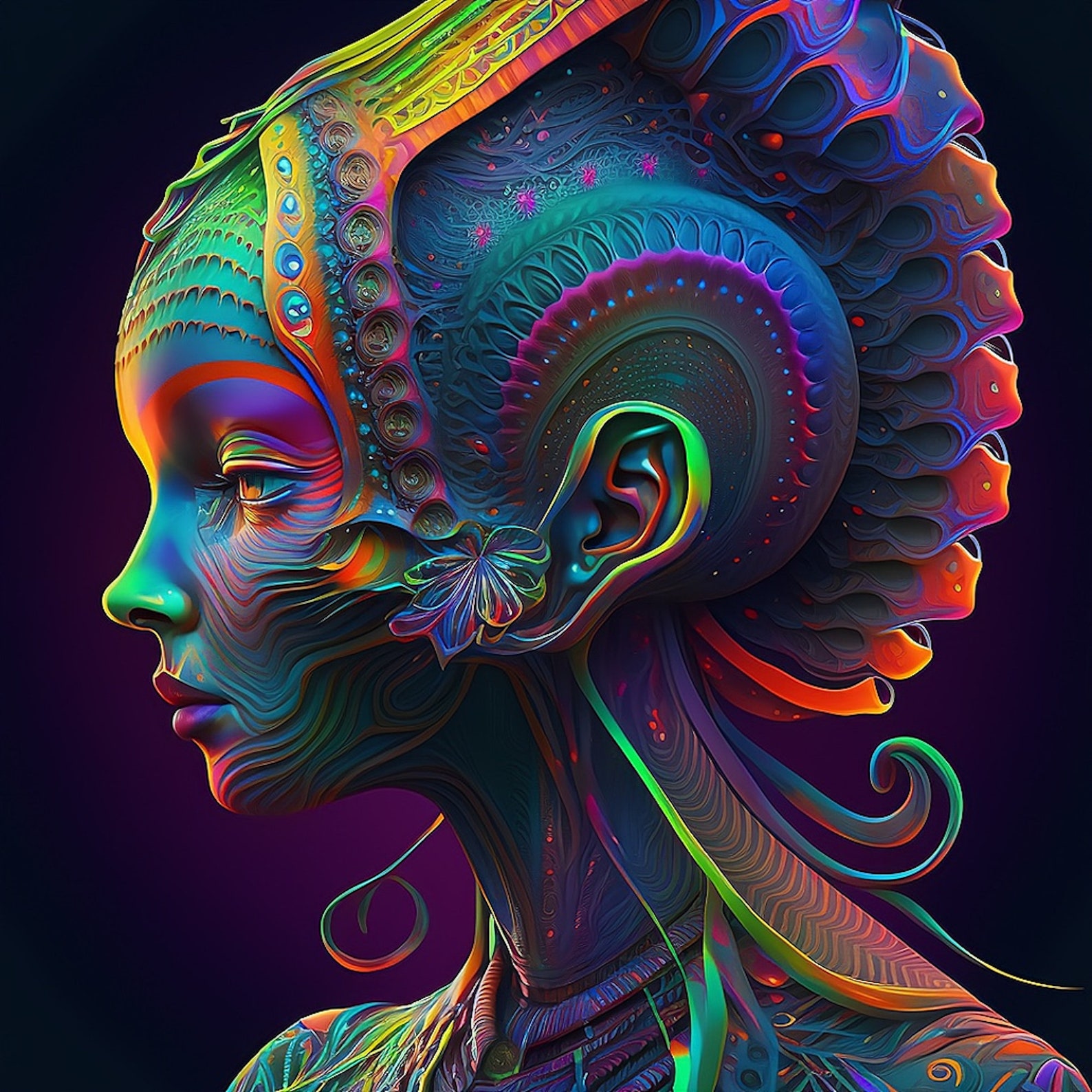 Psychedelic Alien Digital AI Art Download - Futuristic Art - Instant ...