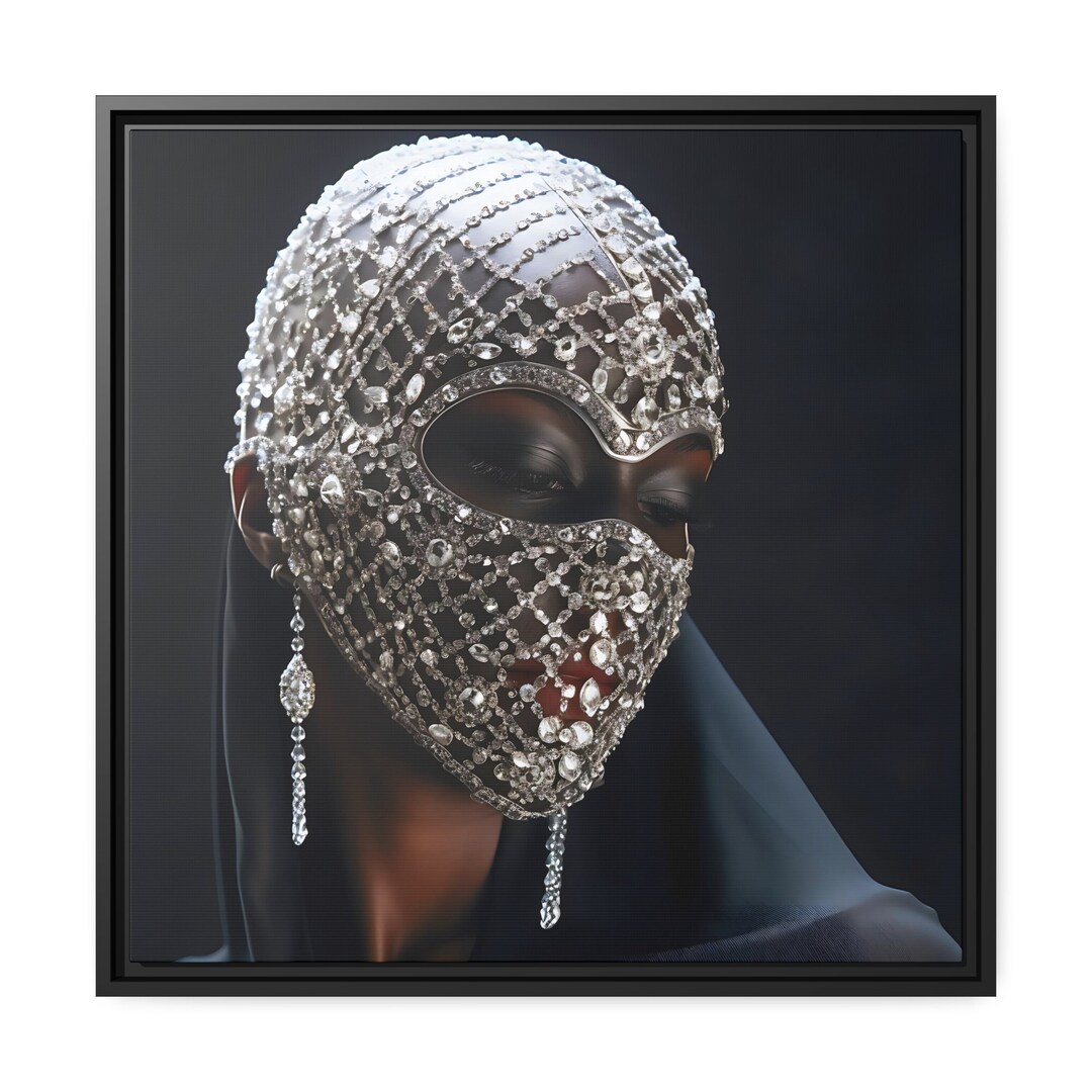 Abstract Woman With Diamond Mask Matte Canvas, Black Frame - Wall Art ...