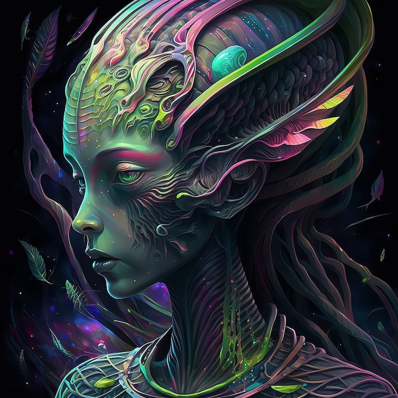 Trippy Alien Space Art Instant Download - Ai Art - Wall Art - Sci-fi ...