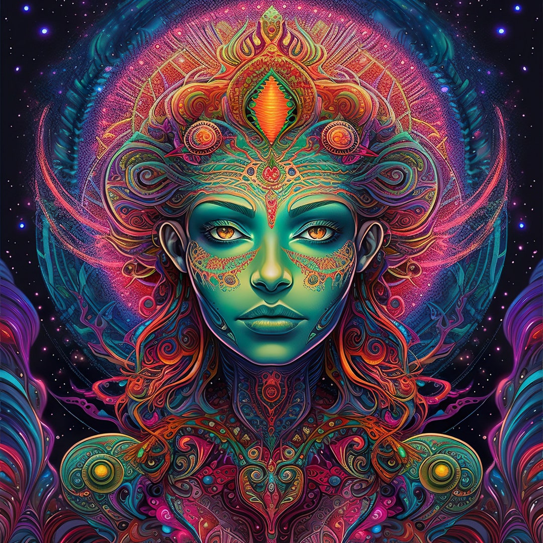 Psychedelic Female Alien Comic Art - Instant Download - Ai Art ...
