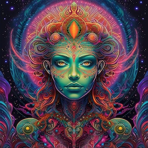 Psychedelic Female Alien Comic Art - Instant Download - Ai Art ...