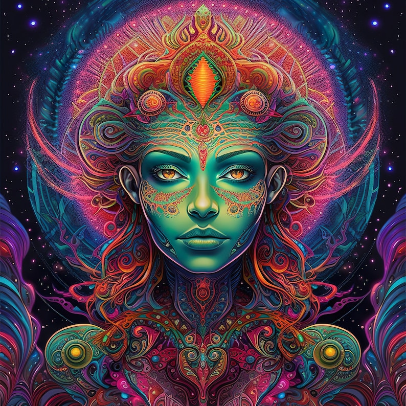 Psychedelic Female Alien Comic Art - Instant Download - Ai Art ...