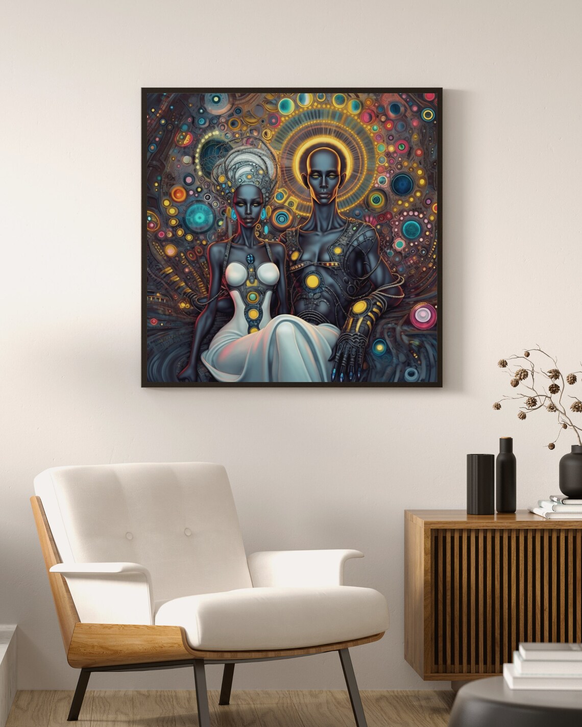 Out of This World Cyborg Love in Space Digital Download Wall Art Ai Art ...
