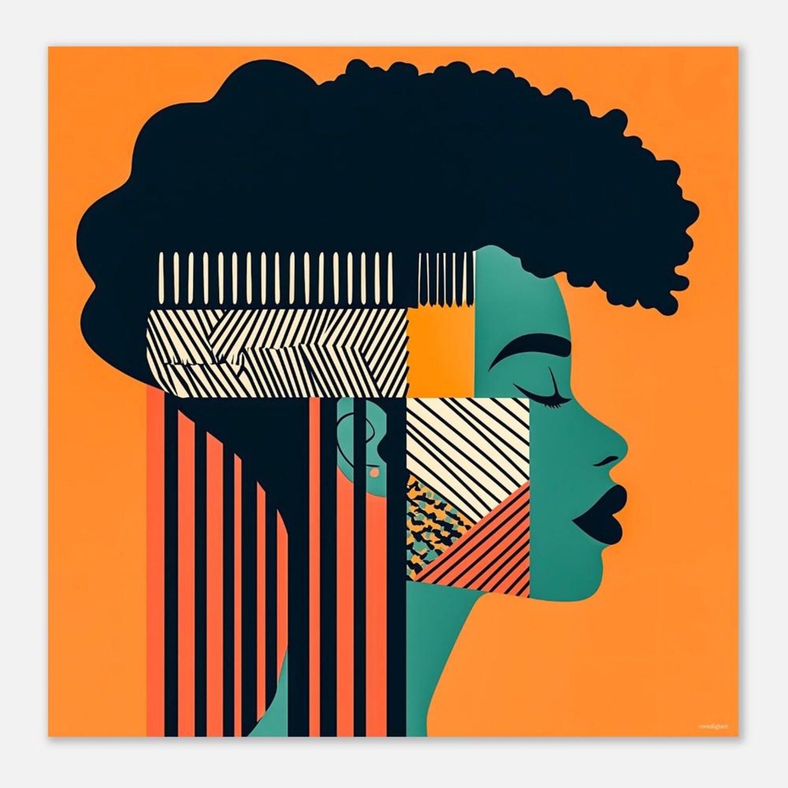 Afrocentric Black Woman Art Print: Bold Colors, Afro Comb - Etsy