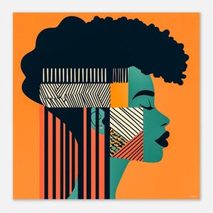 Afrocentric Black Woman Art Print: Bold Colors, Afro Comb - Etsy