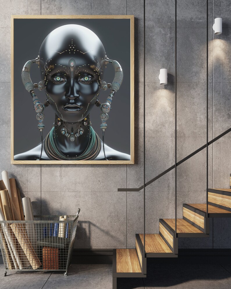 Unique Digital Artwork Black Porcelain Cyber Alien With - Etsy