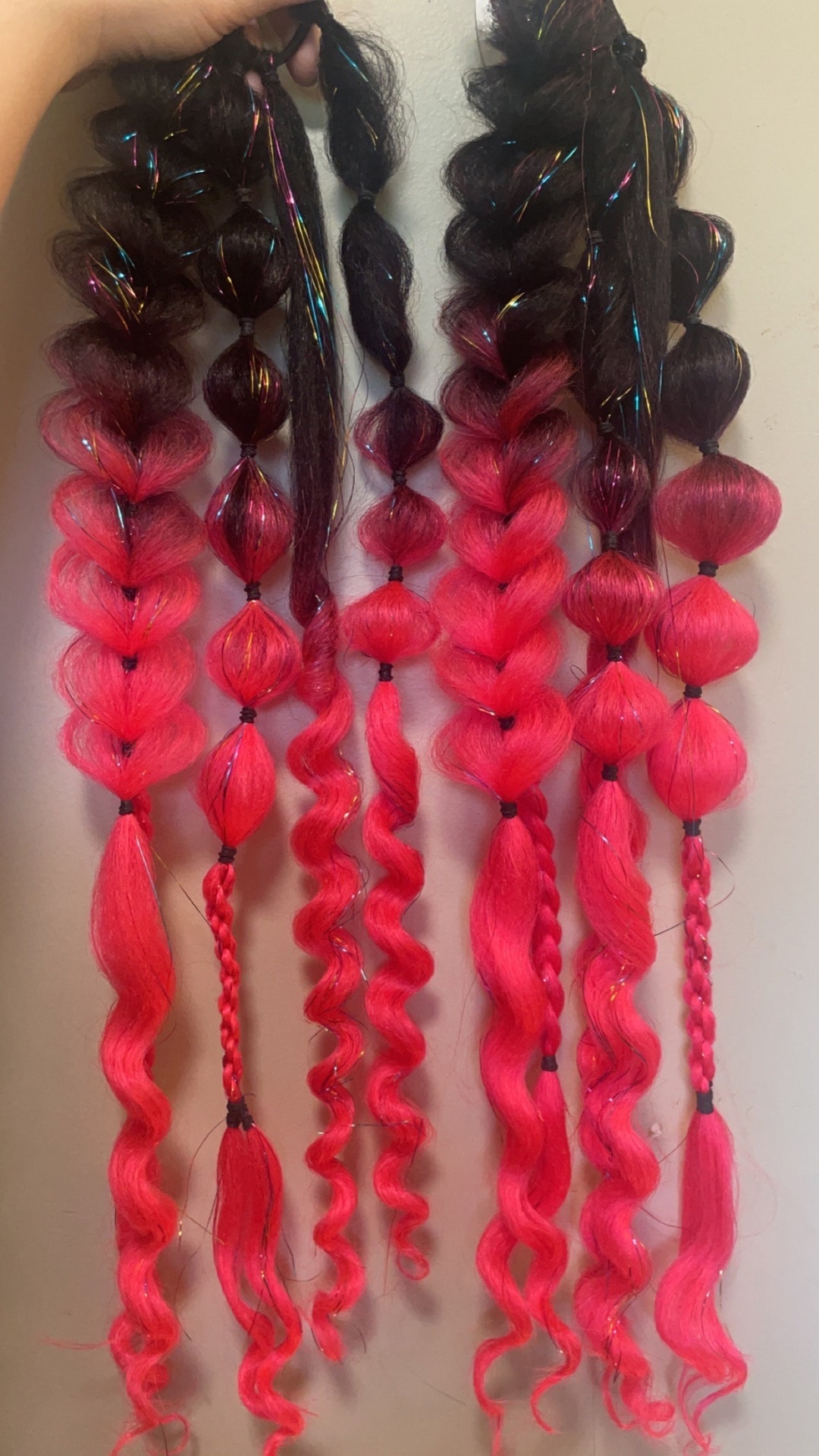 Bright Pink Rave Braids Set of Two Bubble Braids Pink and Black Colors ...