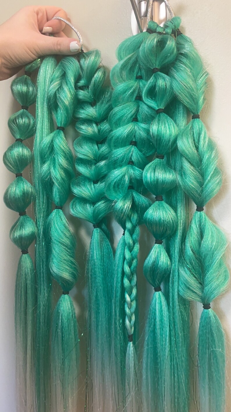 Emerald Castle Braids- Set of Two Bubble Braids Festival Braids Rave ...