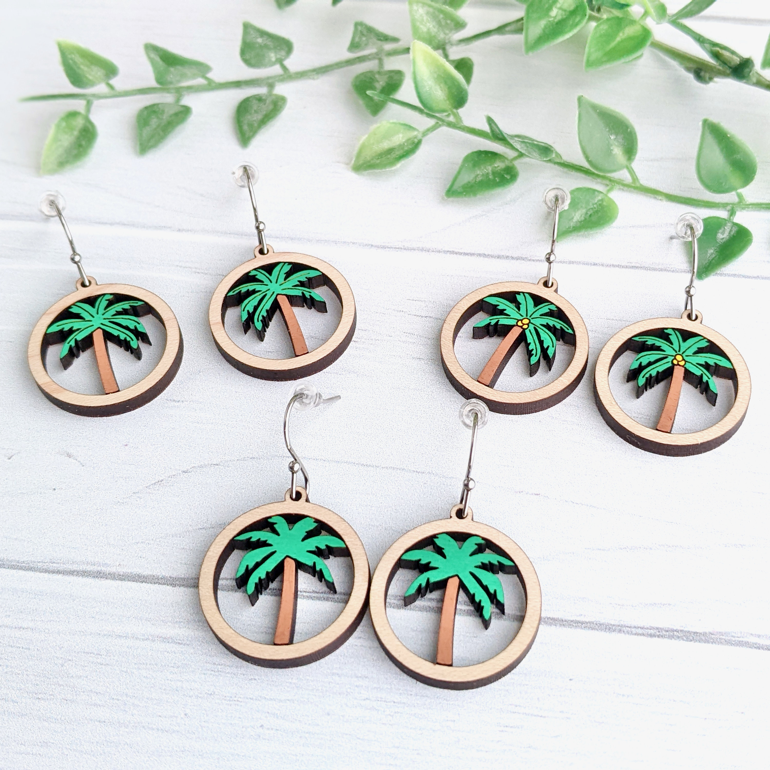 Palm Tree Hoop Earrings Laser Cut File - Etsy