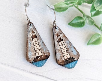 Nautical Earrings SVG Cut File, Lighthouse Earrings Laser File, Sail ...