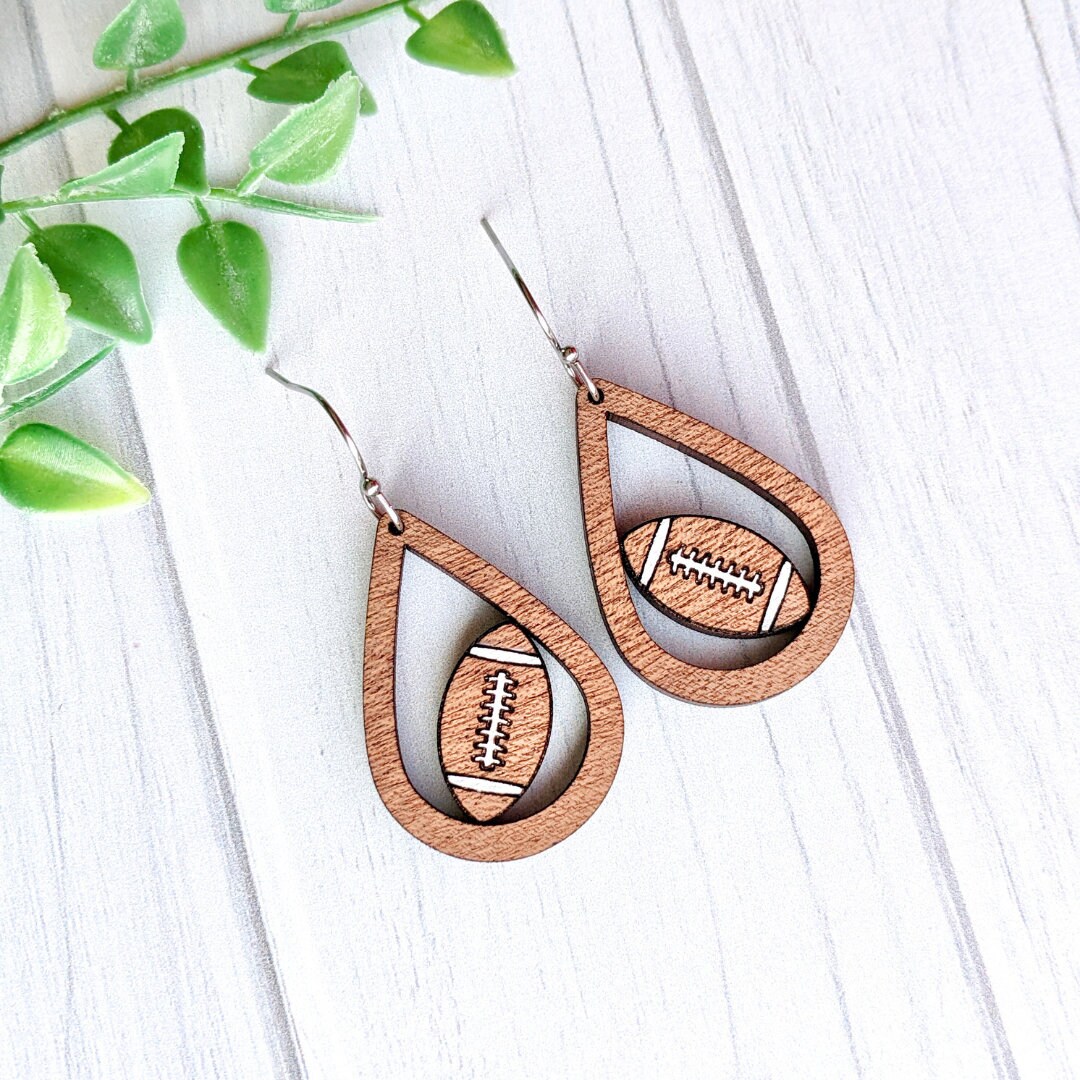 Football Earrings Laser Cut File SVG - Cut Out Drop Football Earrings ...