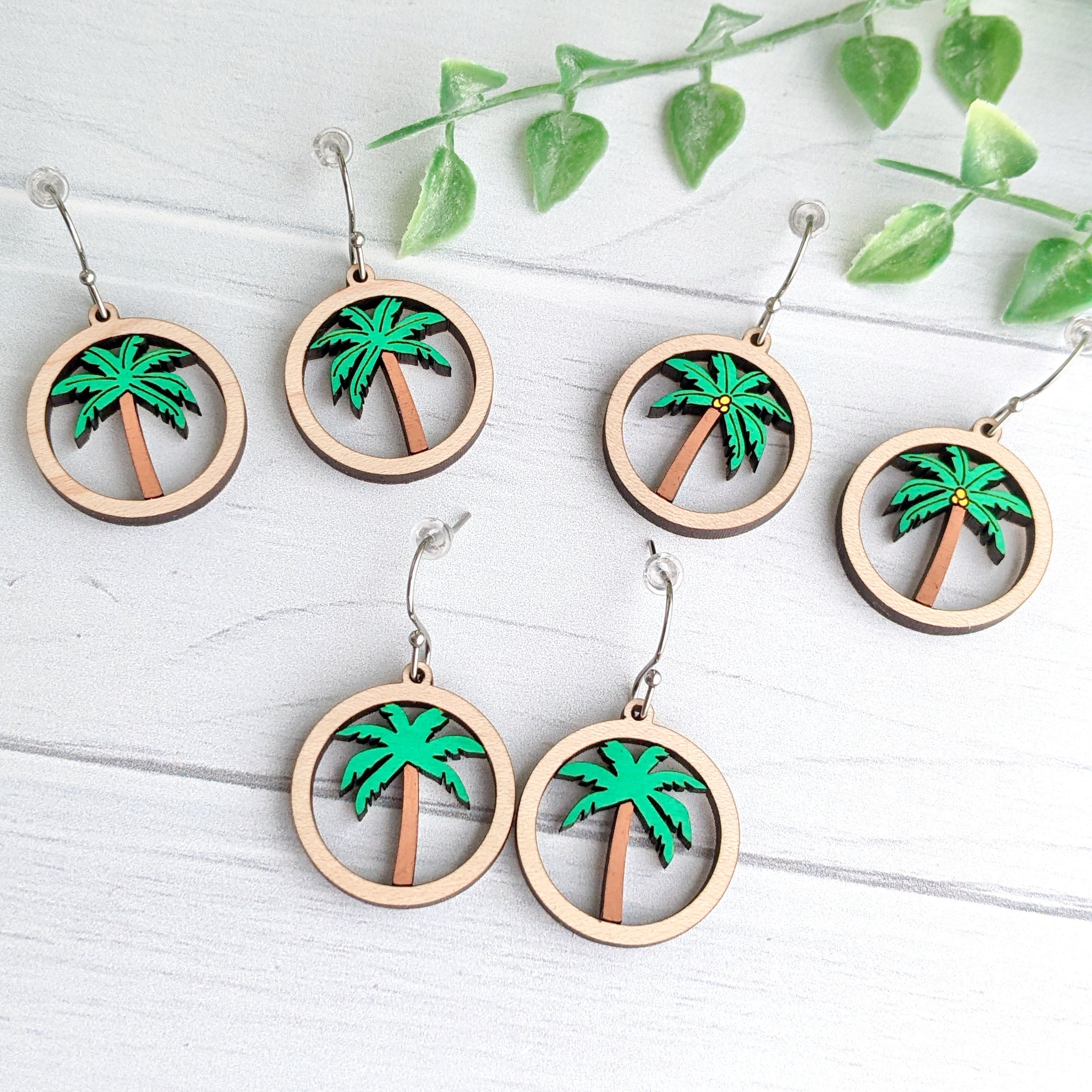 Palm Tree Hoop Earrings Laser Cut File - Etsy