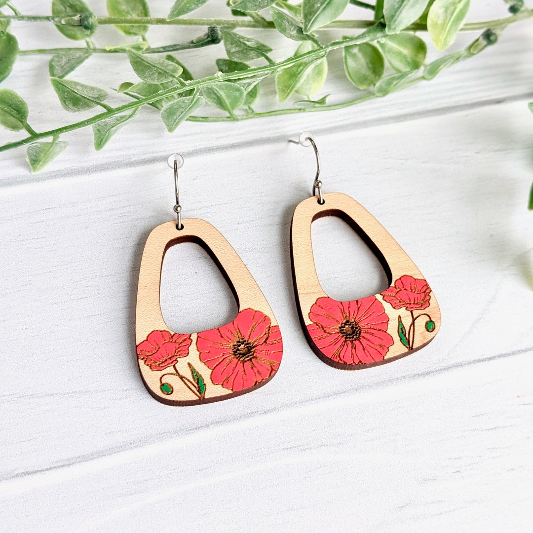 Poppy Flower Hoop Earrings SVG File - Etsy