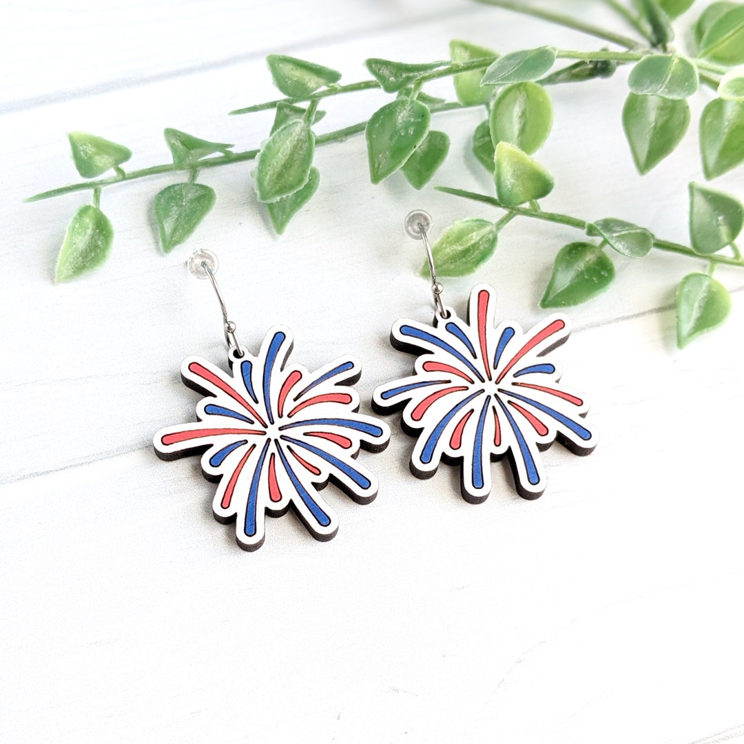 Patriotic Firework Earrings Laser Cut File - SVG Digital Download - Etsy