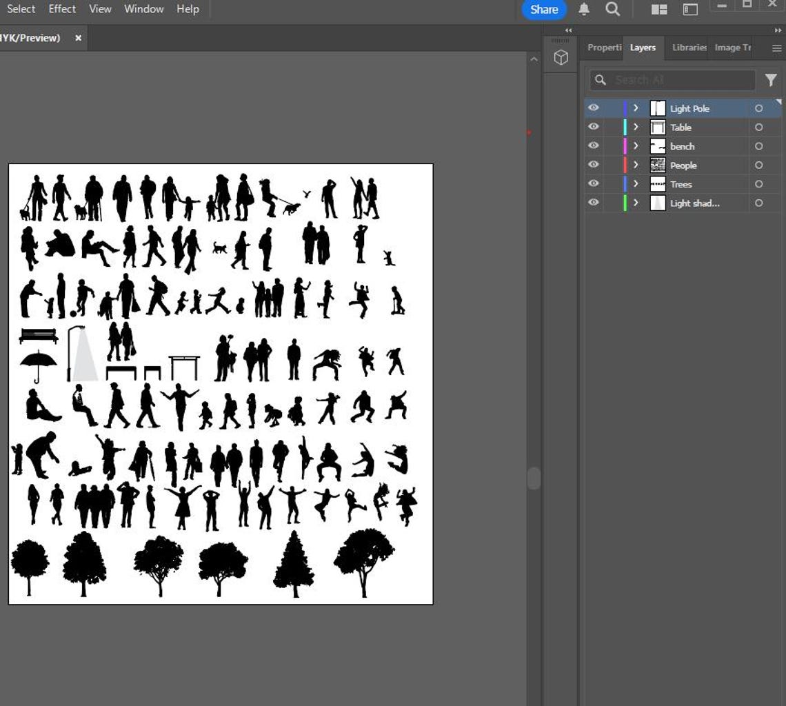 Silhouettes of 100 People and Objects for Graphic Design or ...