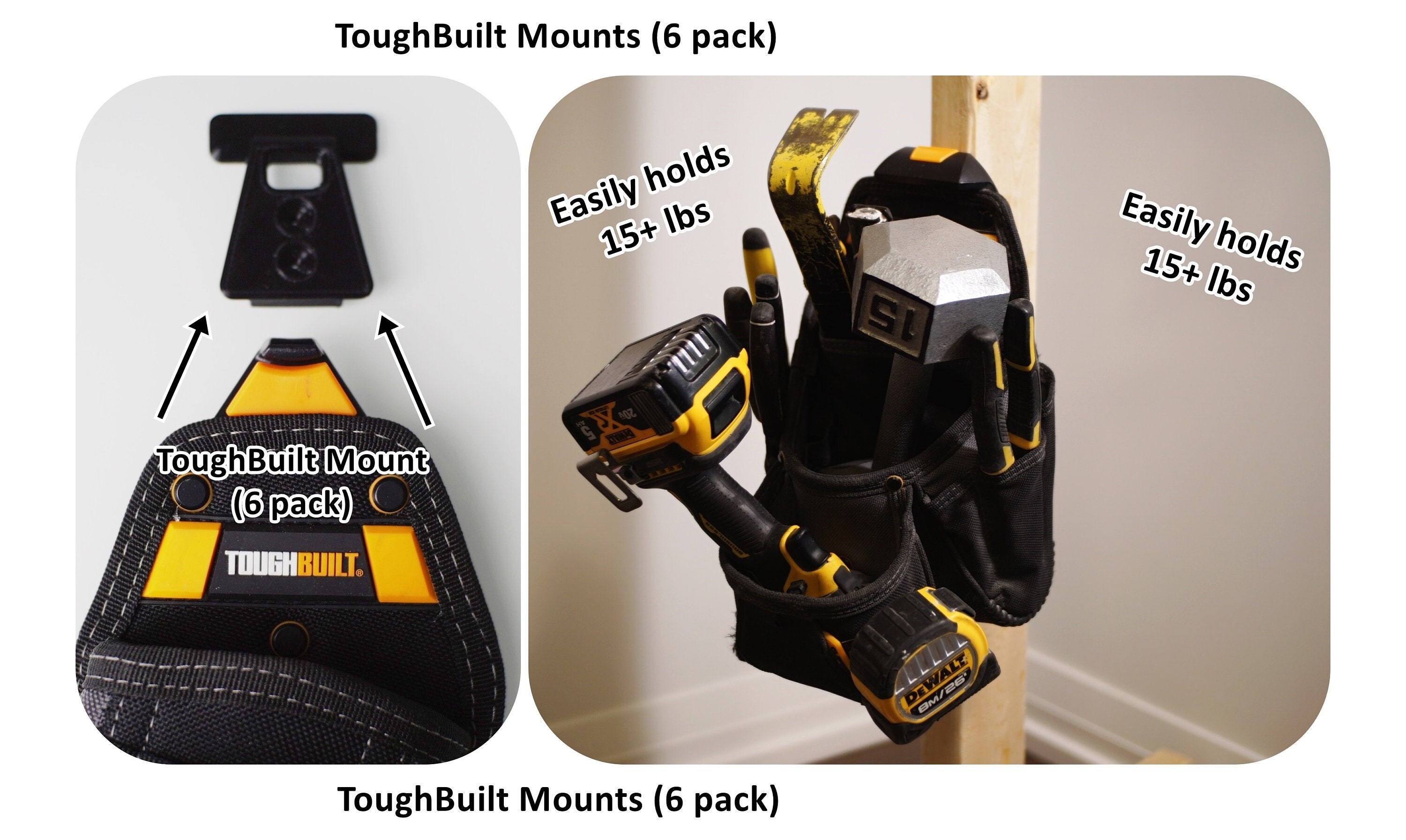 6 Pack, Toughbuilt Wall Mount, Durable, Strong, Uv/heat Resistant, Heat ...