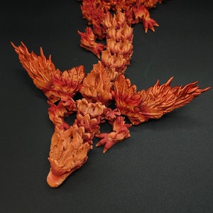 3D Printed Phoenix Fire Pyro Dragon, Articulated Dragon Figurine ...